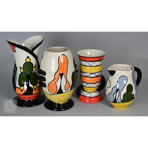 Lorna Bailey ceramics: Three various vases and a jug with brightly ...