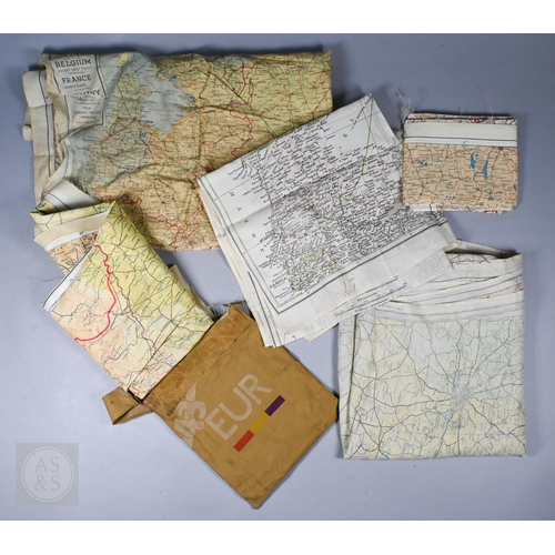 WWII operational service Bomber Command double sided silk escape maps ...