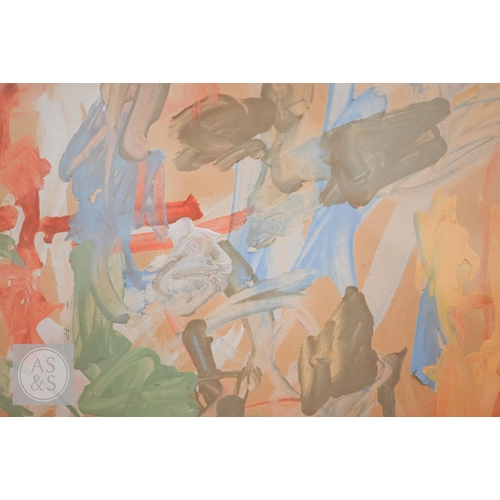 Simon Ruth? - Abstract watercolour, 48 x 75 cm and basket of cherries ...