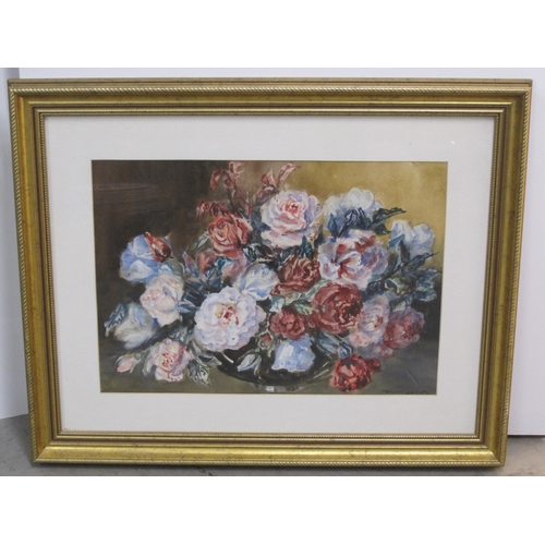 MARION BROOME. A Profusion of Flowers in a Vase, signed, watercolour ...