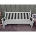 A green painted wooden Garden Bench 6ft W x 3ft 3in H