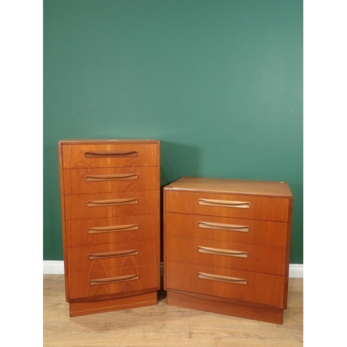 Two Modern Teak Chests Of Drawers 3ft 5in H X 1ft 10in W And 2ft 6in H