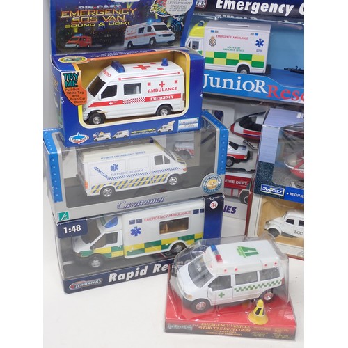 A box of Teamsters and other boxed Models of Ambulances