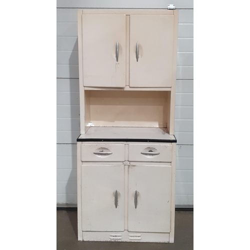 A "House Proud" white painted metal Kitchen Unit the top section fitted ...