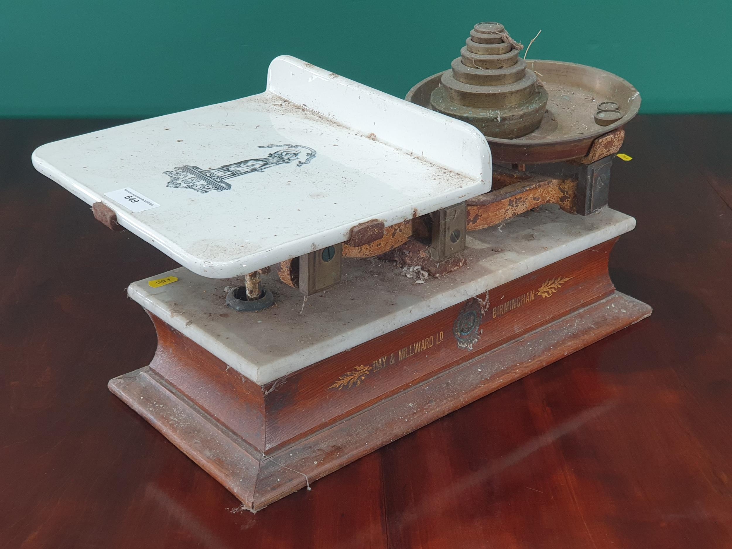 A Set of marble topped Vintage Shop Scales by "Day & Millward Ld ...