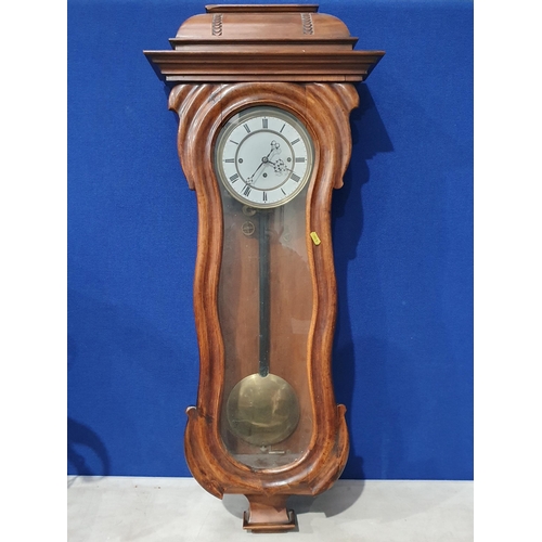 A Walnut cased Wall Clock, 3ft 6"High. (R8).