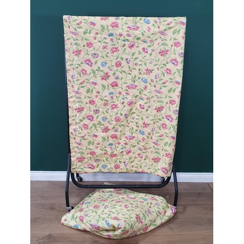 A Pair Of Yellow Curtain With Trailing Floral Design 8ft 4in L X 3ft