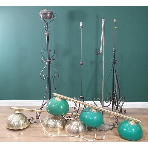 Two Snooker Table Light fittings, three metal Standard Lamp Bases ...