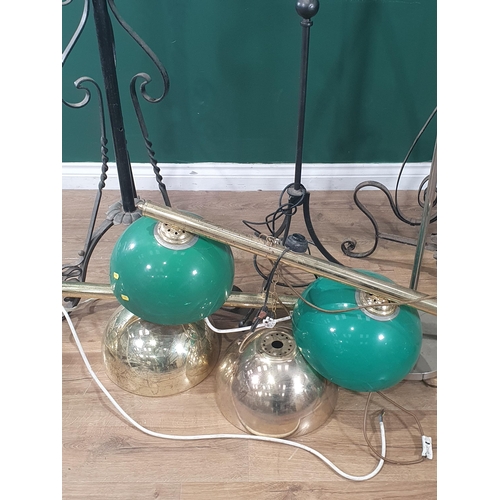 Two Snooker Table Light fittings, three metal Standard Lamp Bases ...