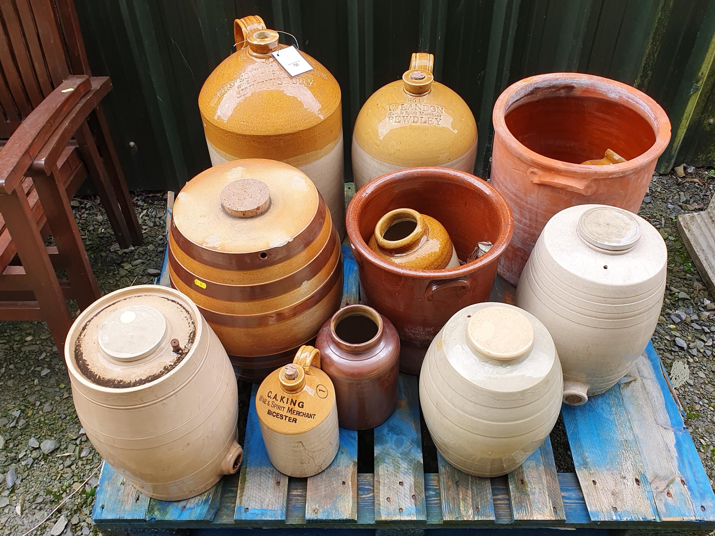 A large stoneware Flagon for "W Landon of Bewdley", another for "Thos ...