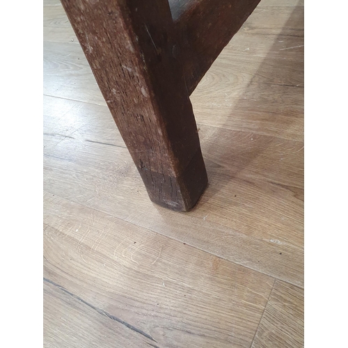 A pine Kitchen Table with cleated top fitted single frieze drawer ...