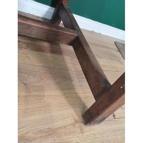 A pine Kitchen Table with cleated top fitted single frieze drawer ...