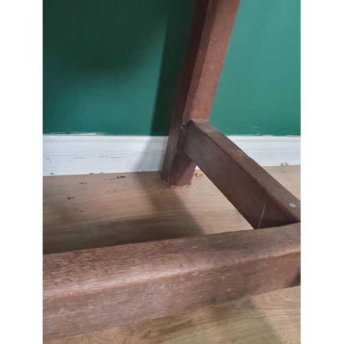 A pine Kitchen Table with cleated top fitted single frieze drawer ...