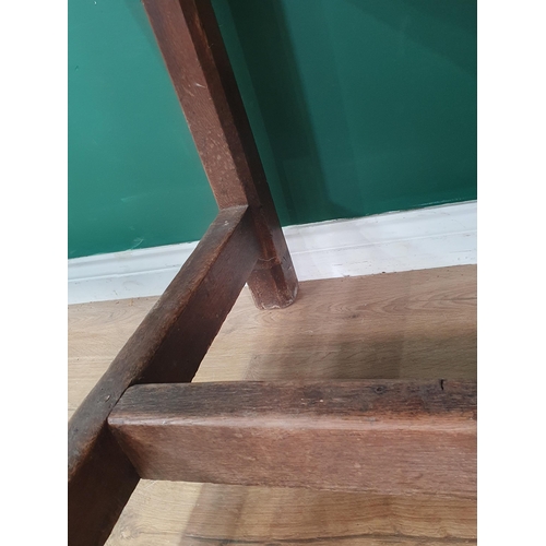 A pine Kitchen Table with cleated top fitted single frieze drawer ...