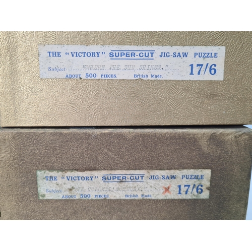 Four boxed "Super Cut Victory Jig-Saw" Puzzles including "Garden of ...