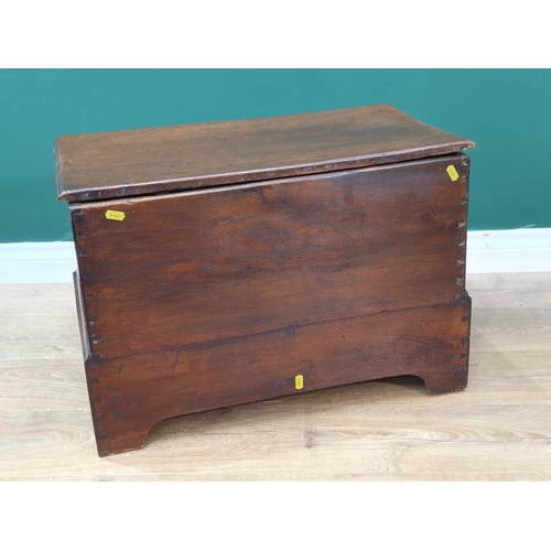 An 18th Century oak Welsh Coffer Bach with moulded top above two lower ...