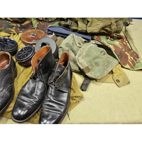 A collection of British Army Equipment and Uniform including Brogues ...