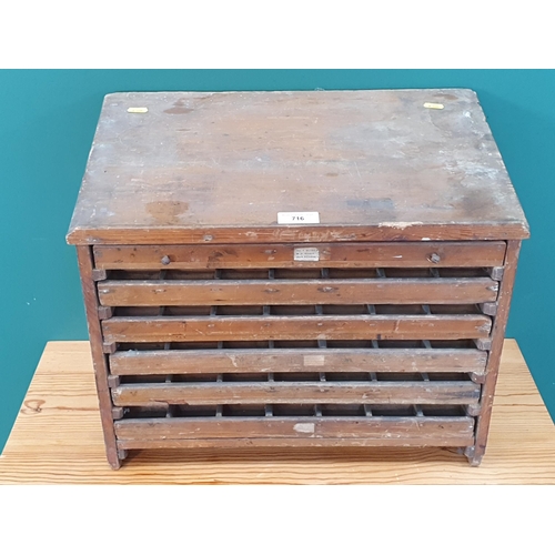 A small pine Cabinet fitted trays to accommodate printing blocks, 20in ...