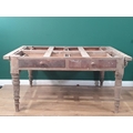 An antique pine Table Base (no top), fitted two drawers to each side on ...