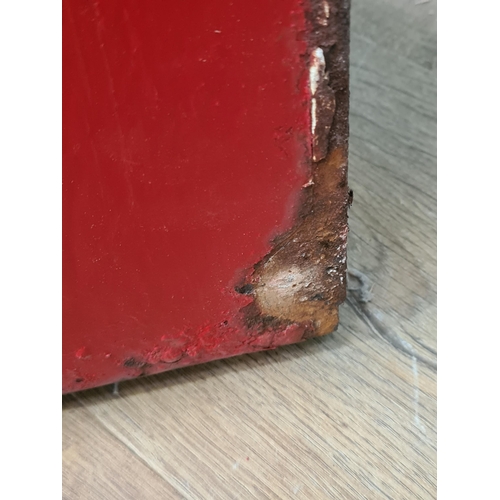 A cast iron fronted Royal Mail red Letterbox, cast E.R., (R4)