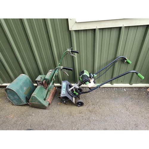 An Atco garden lawnmower and a Draper Garden rotavator