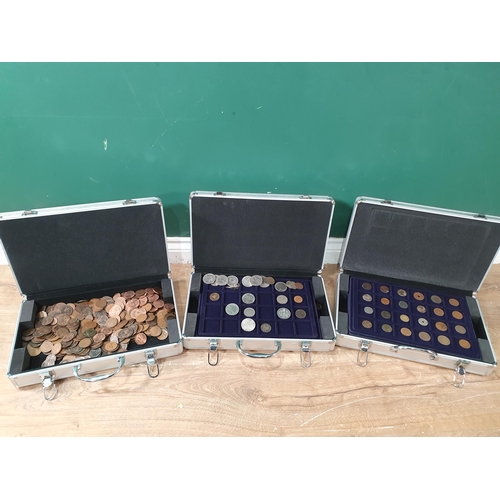 Three cases of mostly British pre-decimal Coins, to include modern Crowns