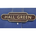 A British Railways enamel totem Station Sign 'Hall Green' 3ft 1in W x ...