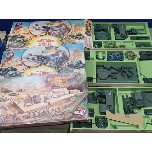 Two boxed Airfix Coastal Defence Sets and a Gun Emplacement Assault Set ...