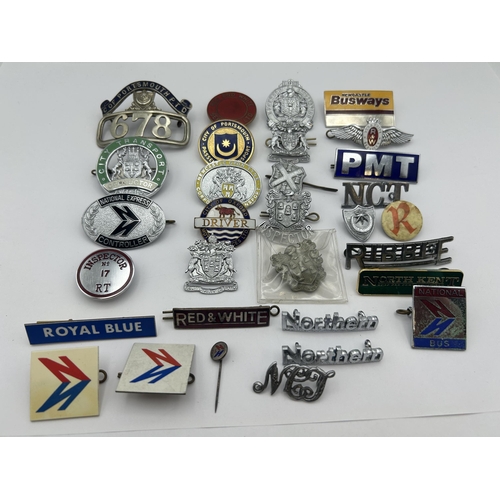 A collection of Bus Conductor and Bus Company Badges including 'City ...