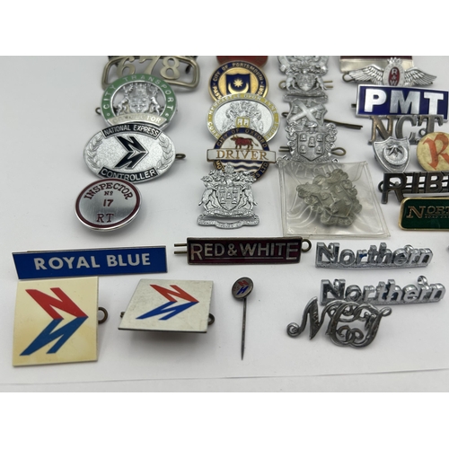 A collection of Bus Conductor and Bus Company Badges including 'City ...