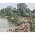 KEN TURNER. At a lake-side, signed, oil on canvas, 20 1/2 x 25 in (R3)