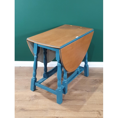 A part blue painted Gateleg Table with oval top, 4ft 6in open (R5)