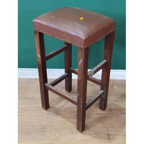 A Laboratory Stool with brown leather effect seat (R6)