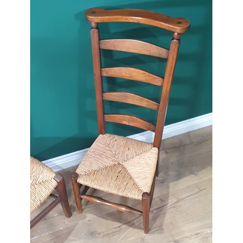 Two high-backed Prayer Chairs with rush seats (R7)