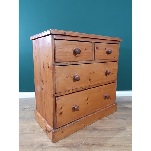 An antique pine Chest of two short and two long drawers 2ft 11in W x ...