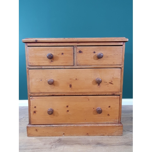 An antique pine Chest of two short and two long drawers 2ft 11in W x ...