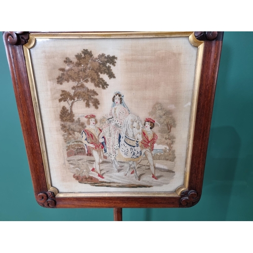 A pair of 19th Century rosewood framed Pole Screens with needlework ...