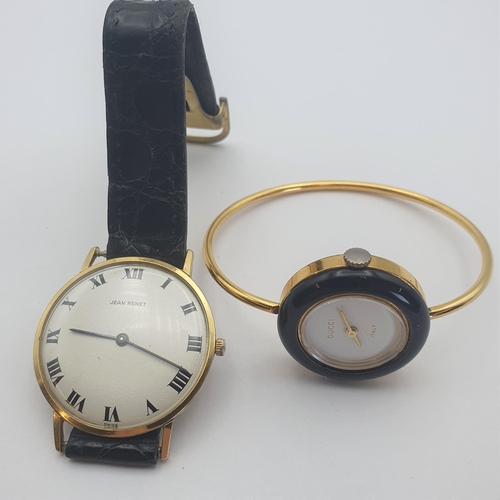A Jean Renet Gentleman's Wristwatch, the circular cream enamel dial ...
