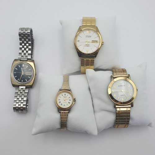 Three gentleman's Wristwatches marked; Citizen, Citron and Seiko and a ...