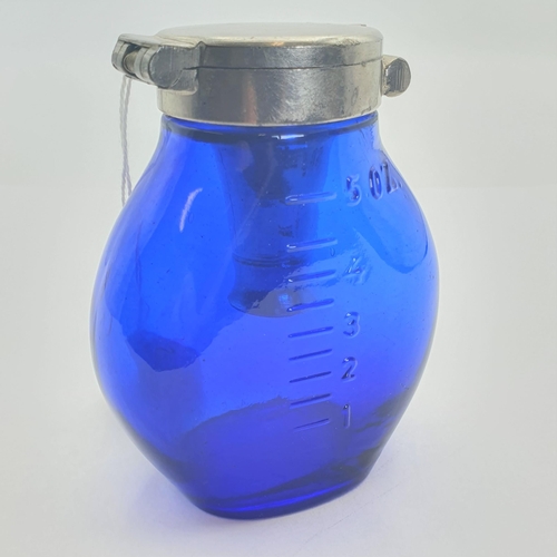 A cobalt blue glass Sputum Bottle, 4in high
