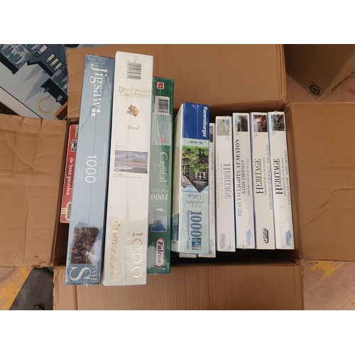A Box of Assorted Jig Saw Puzzles mainly in original unopened packaging ...