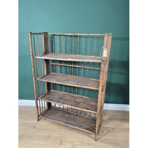 A set of bamboo folding Display Shelves, 45in H x 2ft 8in W x 1ft D, (R3)