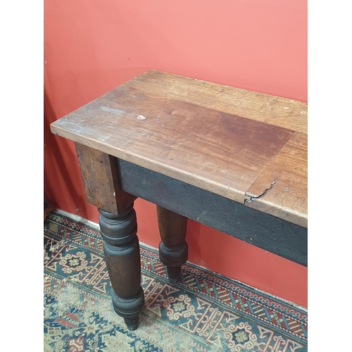 A mahogany Haberdashery Table with two piece top, fitted brass rule and ...