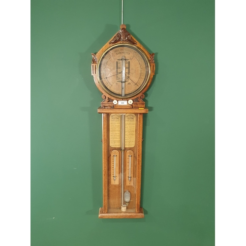 A Victorian oak cased Admiral Fitzroy Royal Polytechnic Barometer ...