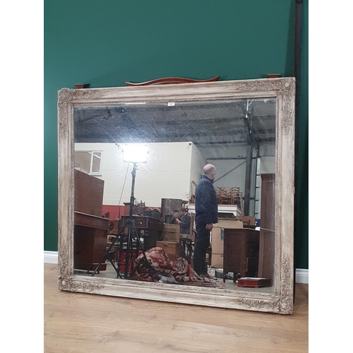 A large rectangular Wall Mirror in cream painted frame with leafage ...