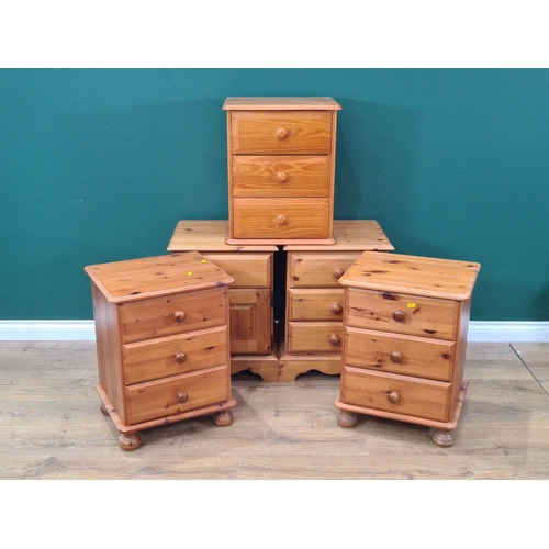Two pairs of modern pine Bedside Chests, and another single Bedside ...