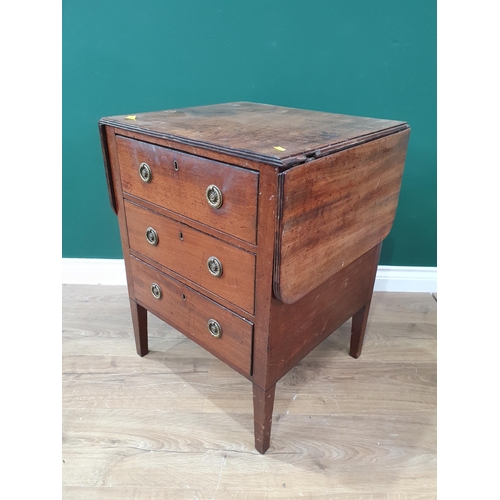 A mahogany Chest with dropleaf top with three fitted drawers and raised ...