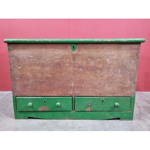 A painted pine Mule Chest the lift up lid above pair of fitted drawers ...