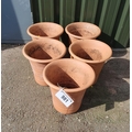 Five modern terra cotta "Yorkshire Flowerpots", 1ft High x 13"Diam.
