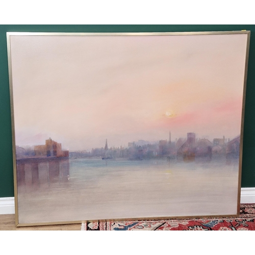 A.KIRKHAM. Harbour scene, signed, oil on canvas, 40 x 48 in (R2)